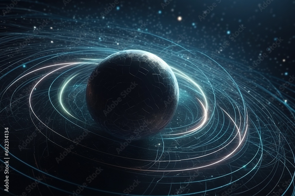 Gravity planet earth, gravitational waves concept. Physical technology ...