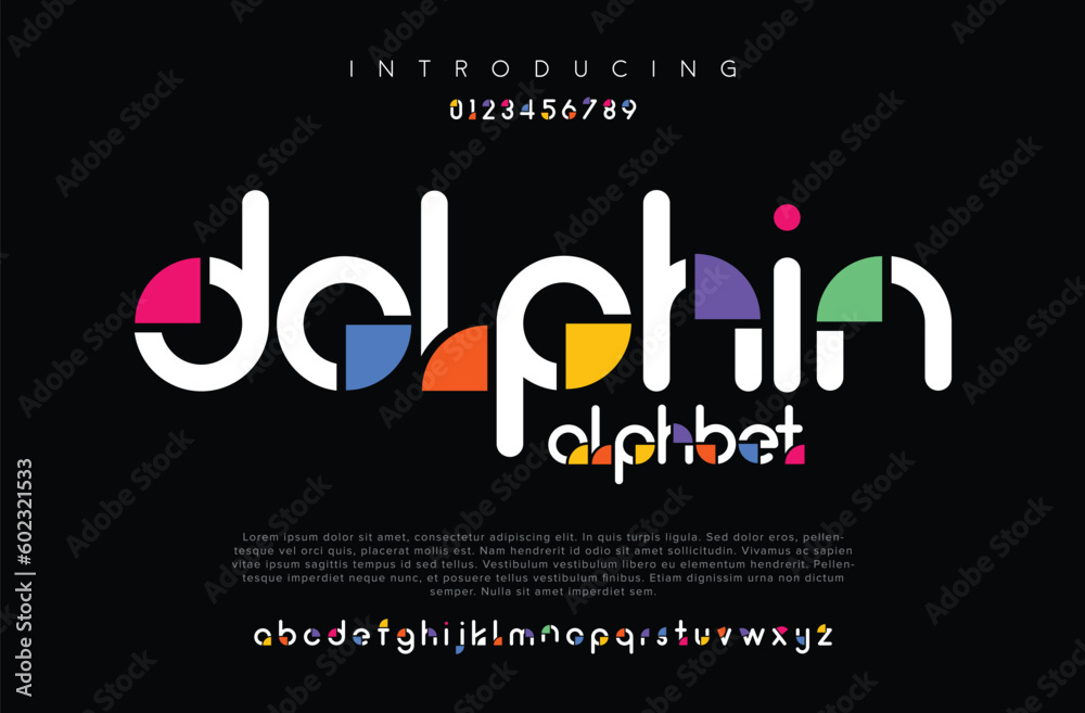 Dolphin alphabet abstract colour dots logo font alphabet minimal modern ...