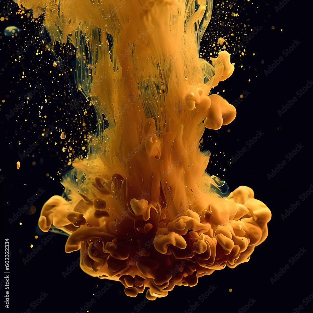 golden Color splash - Multiple colorful water explosion fluid ink ...