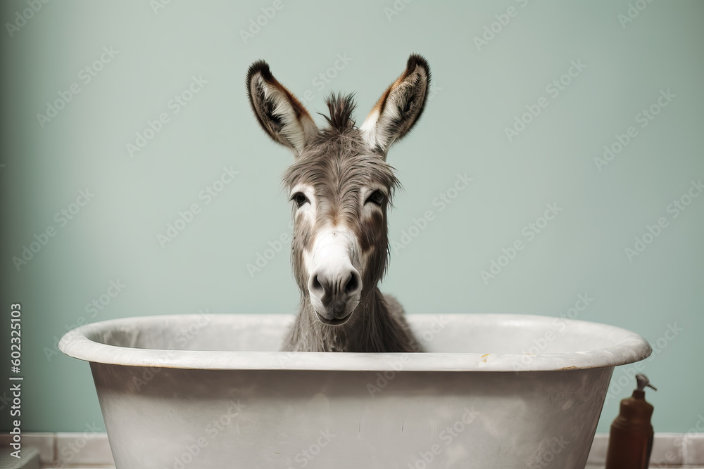 donkey sitting in bathtub, ai generated Stock Illustration | Adobe Stock