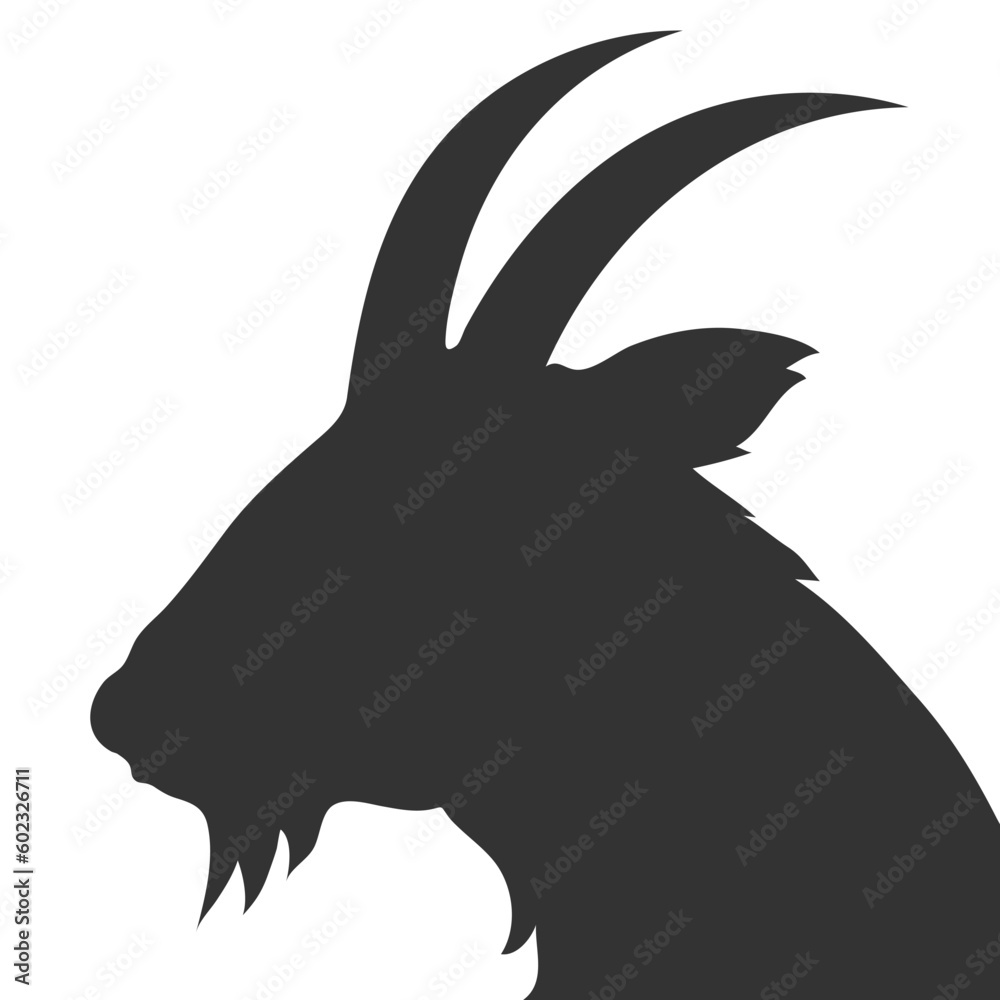 Portrait of a goat head with horns. Farm horned pet. Goat milk. Cartoon ...