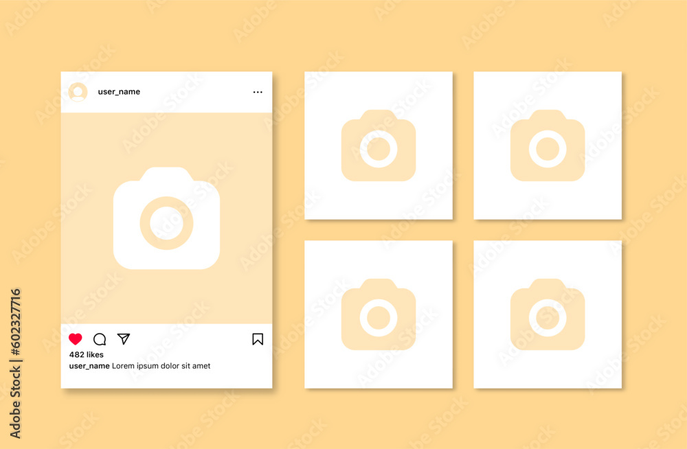 instagram post mockup vector. social media instagram carousel post ...