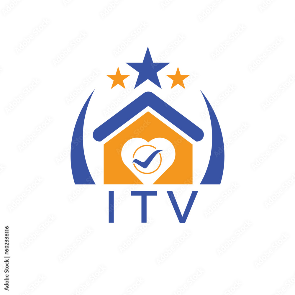 ITV House logo Letter logo and star icon. Blue vector image on white ...