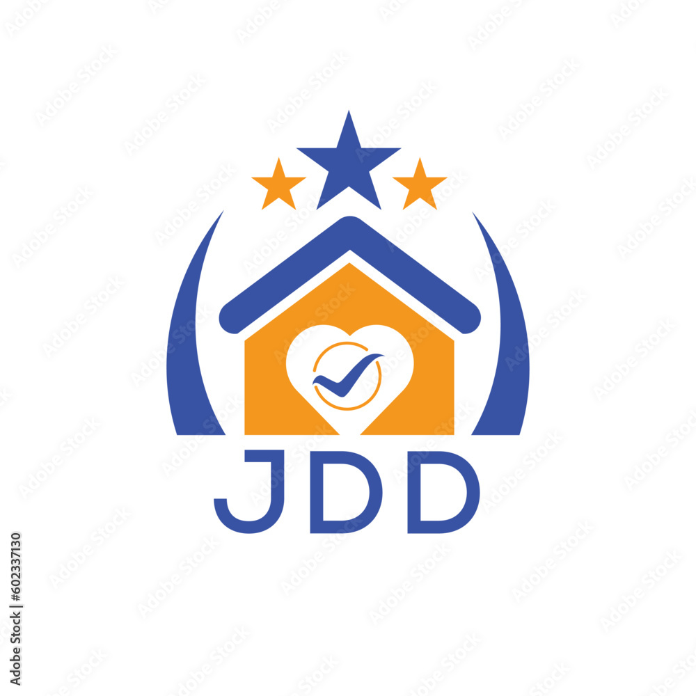 JDD House logo Letter logo and star icon. Blue vector image on white ...