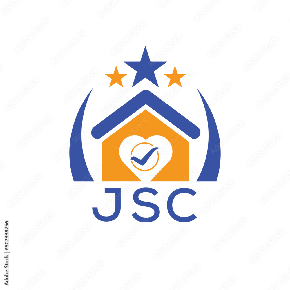 JSC House logo Letter logo and star icon. Blue vector image on white ...