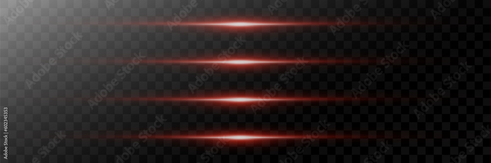 Red neon stripes or light flash. Laser beams, horizontal beams ...