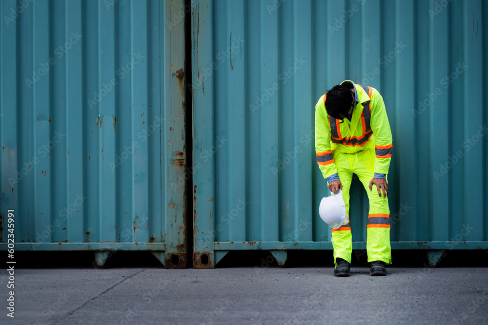 Worker feeling depressed, exhausted and frustrated by work or ...