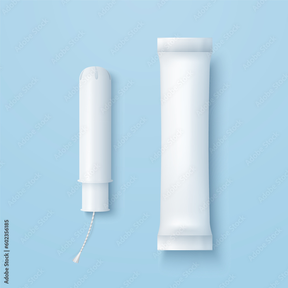 Vector 3d Realistic Menstrual Hygiene Cutton Tampon, Applicator ...