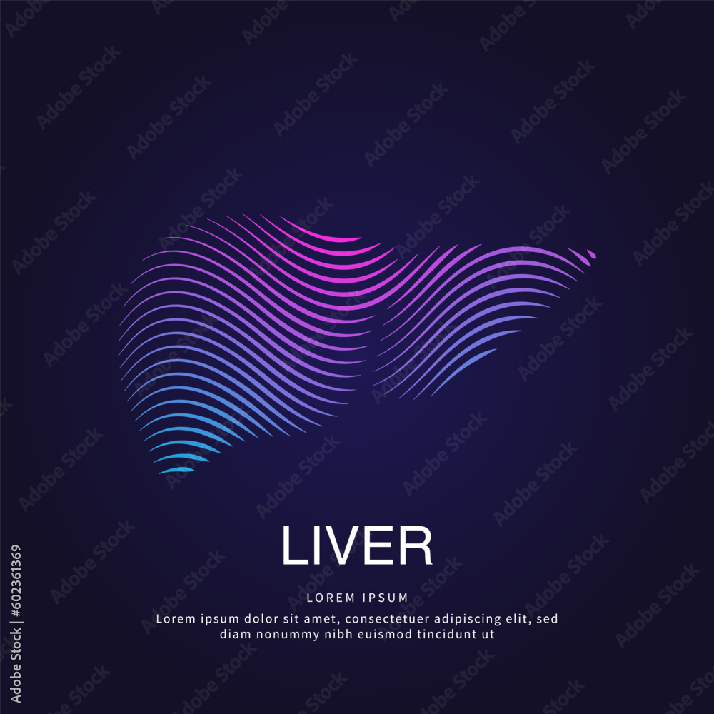 Human liver medical structure. Vector logo liver color silhouette on a ...