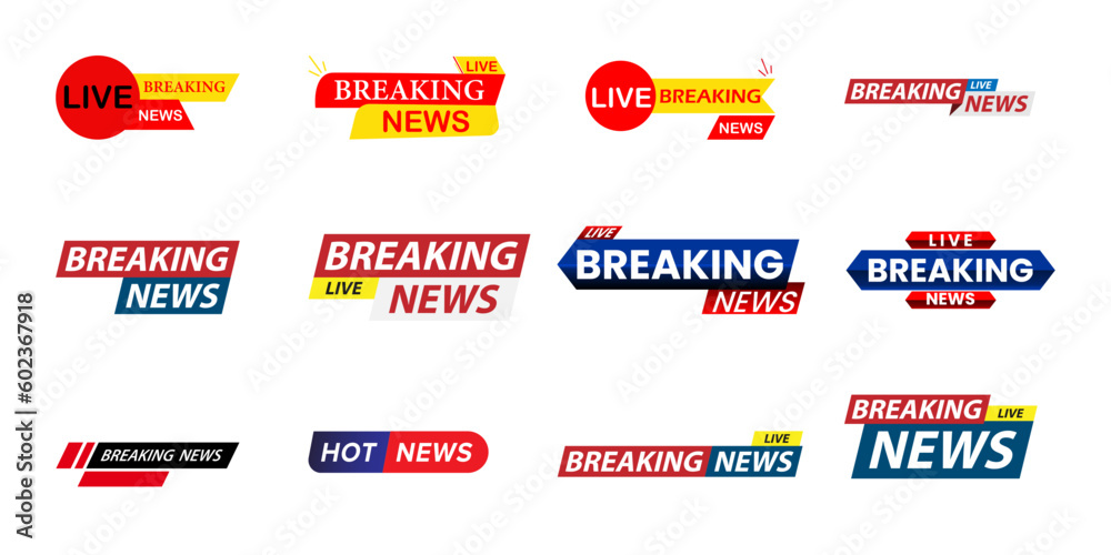 Set of TV banners and bars for news and sport channels, streaming and ...