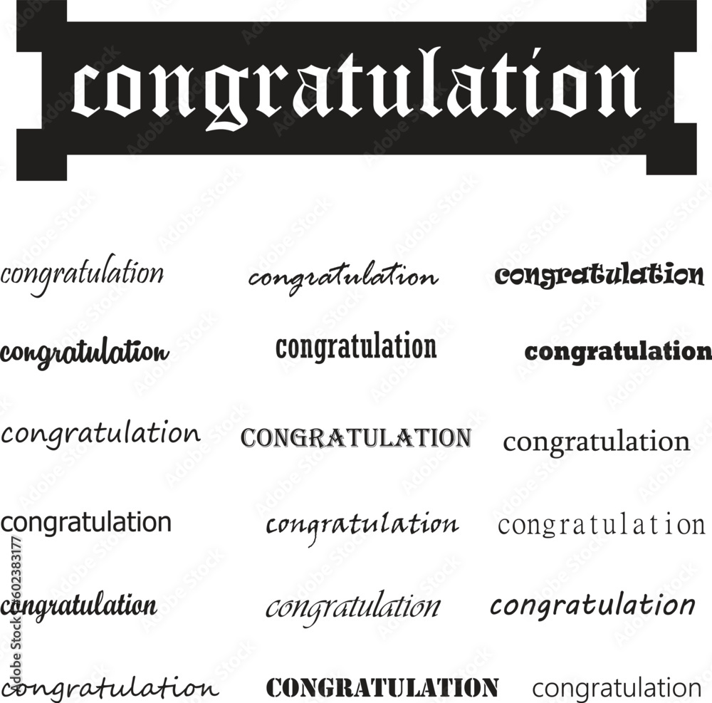 congratulation different fonts , vectors resizable to any size Stock ...