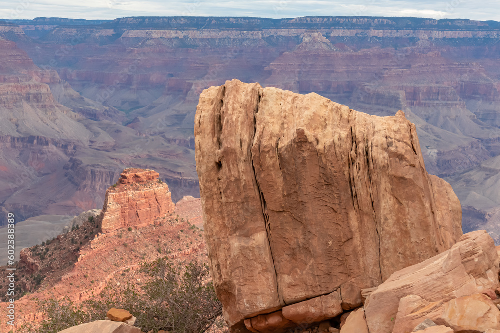 Massive rock formation with panoramic view of O Neill Butte seen from ...