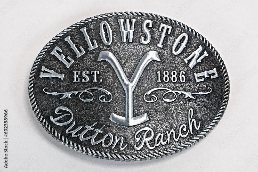 Display of Changes Yellowstone Dutton Ranch Y Logo Belt Buckle in ...