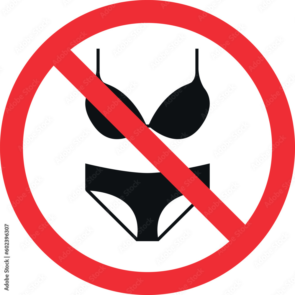 No Bikini Sign Wearing Swimsuit Is Prohibited In This Area Forbidden