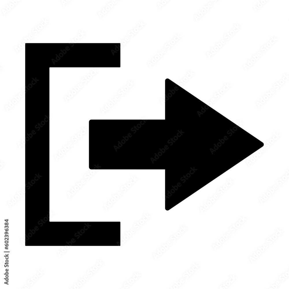 Black logout exit arrow icon, sign out log out file share import export, simple flat design ...