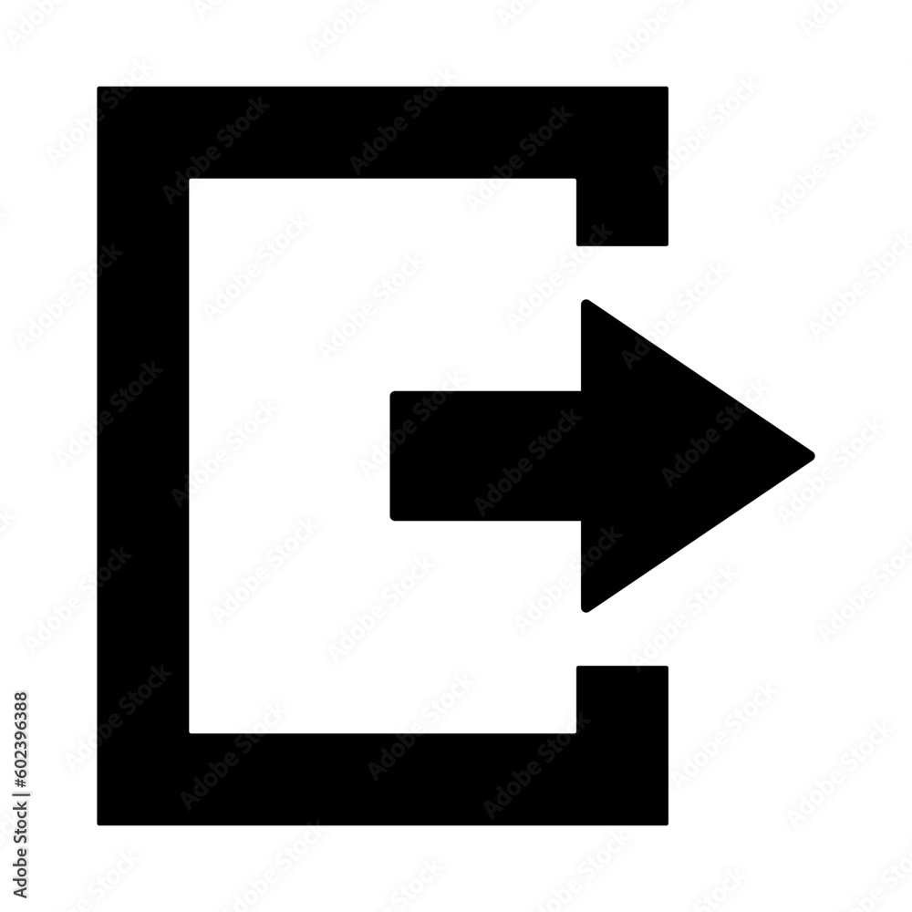 Black logout exit arrow icon, sign out log out file share import export ...