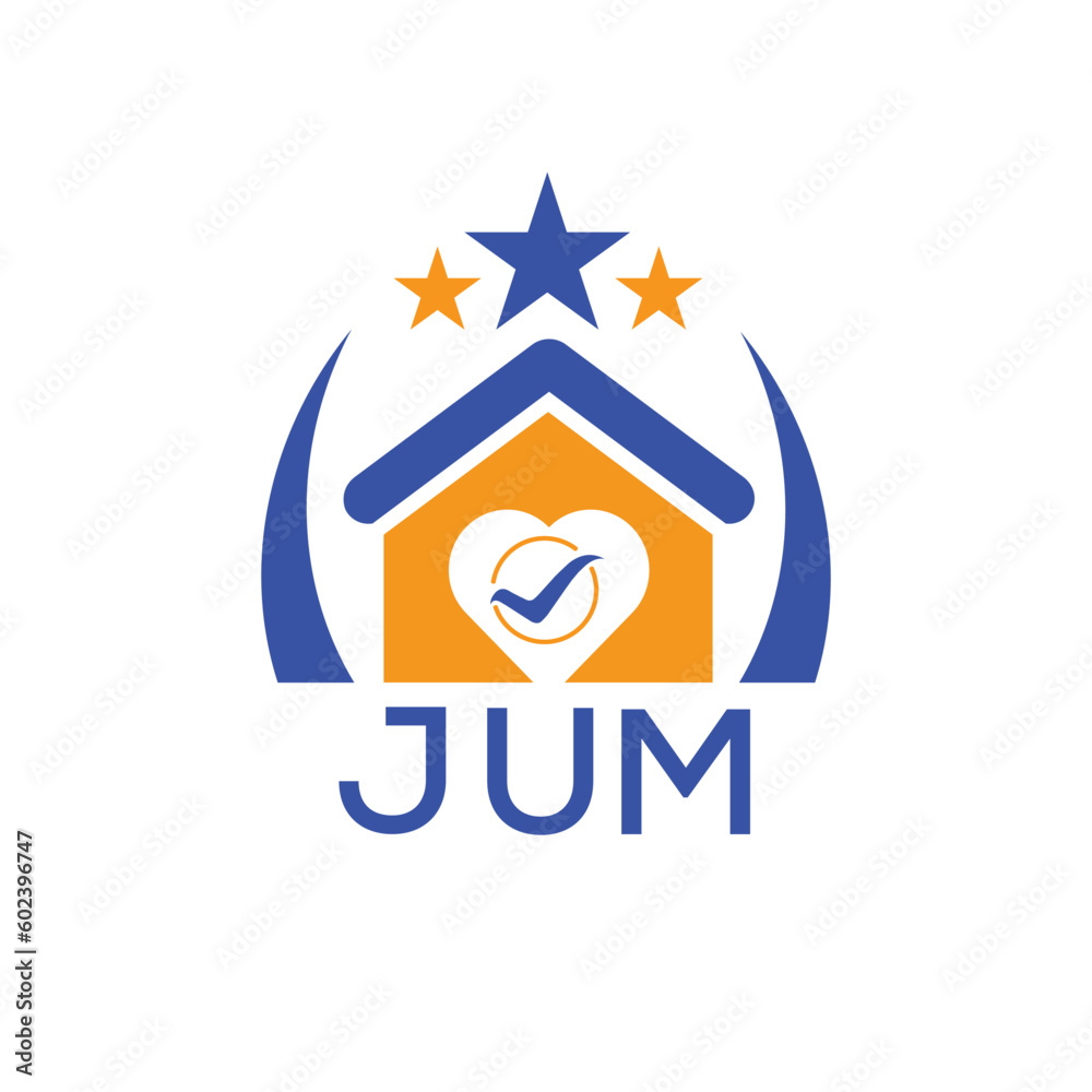 Vecteur Stock JUM House logo Letter logo and star icon. Blue vector ...