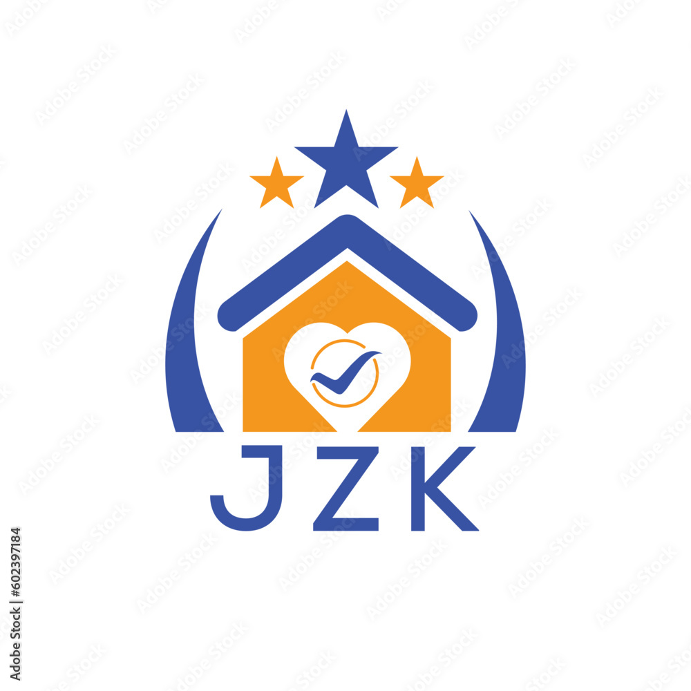 JZK House logo Letter logo and star icon. Blue vector image on white ...