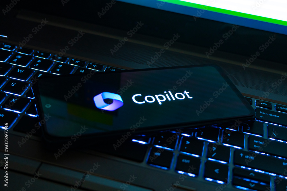Microsoft Copilot Artificial Intelligence Assistant For Applications And Services. foto de Stock ...