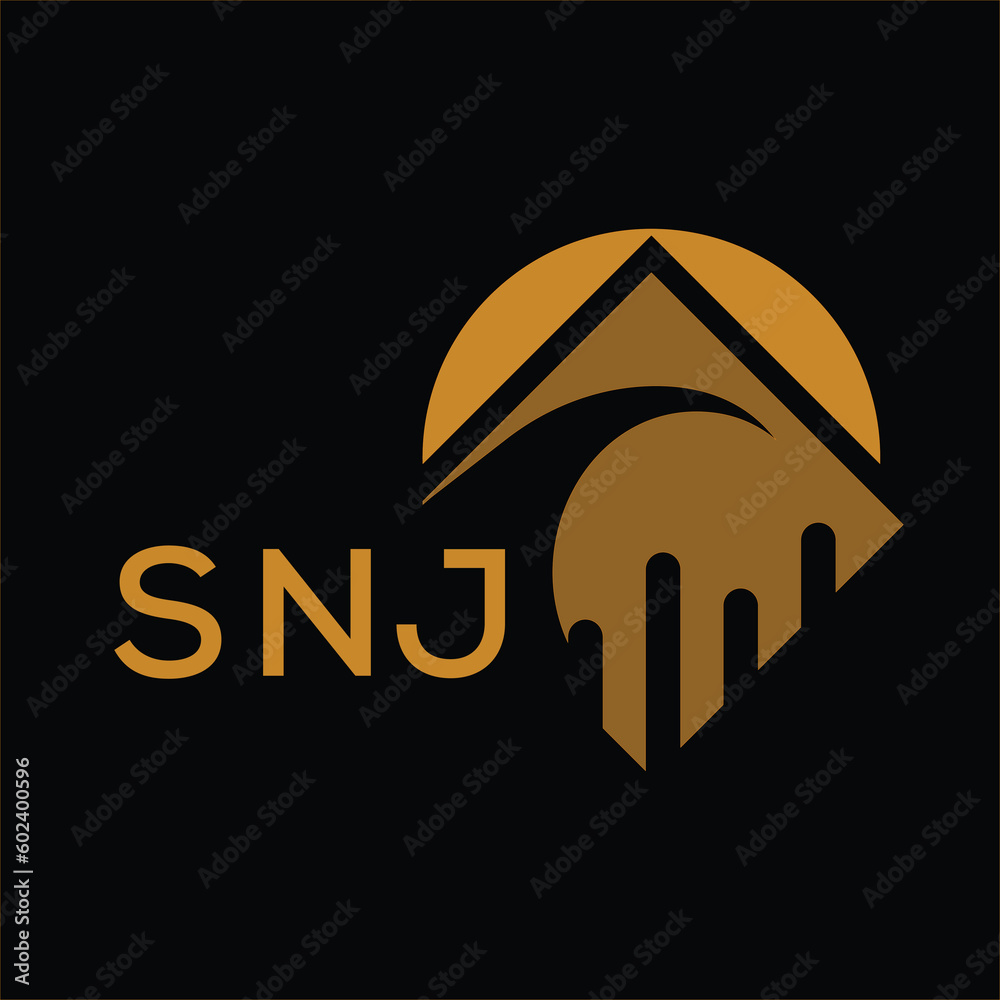 SNJ golden color letter logo. SNJ golden image on black background. Gold jewelry ornament ...