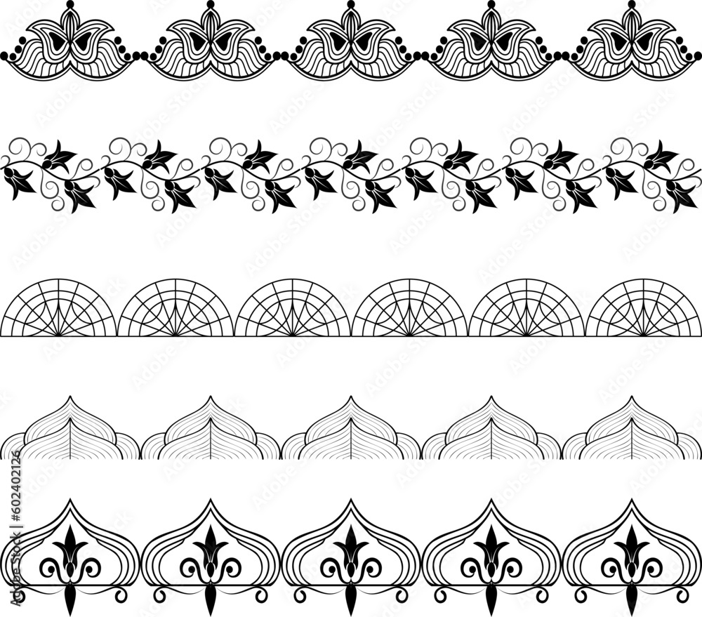 Collection of ribbon patterns.Vector collection of seamless ribbon ...