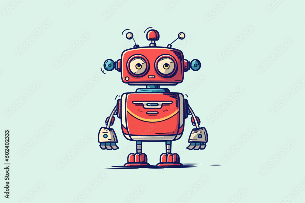 Vektorová grafika „Doodle inspired Robotica, cartoon sticker, sketch ...