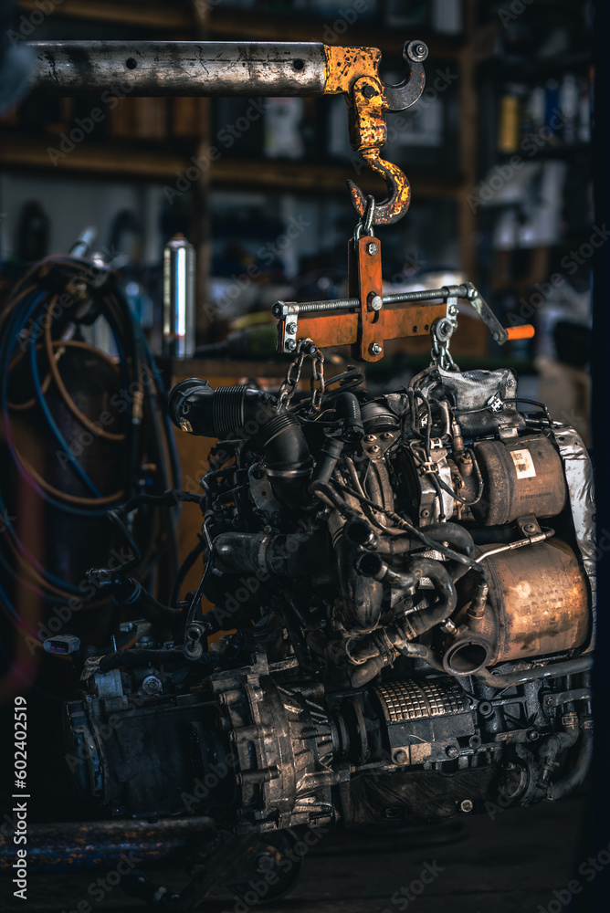 Modern german diesel engine removed from the car for a rebuild with ...