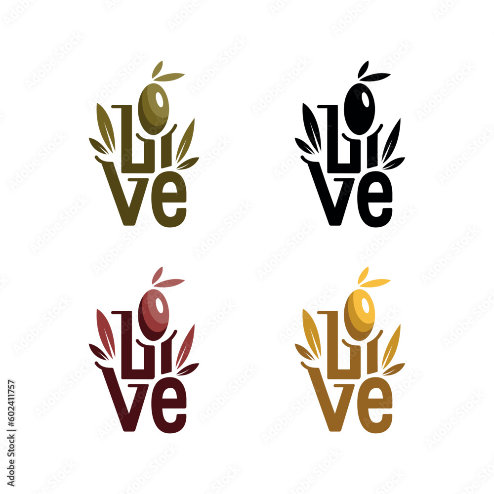 Olive handwritten text with olive and leaves. Hand lettering typography ...