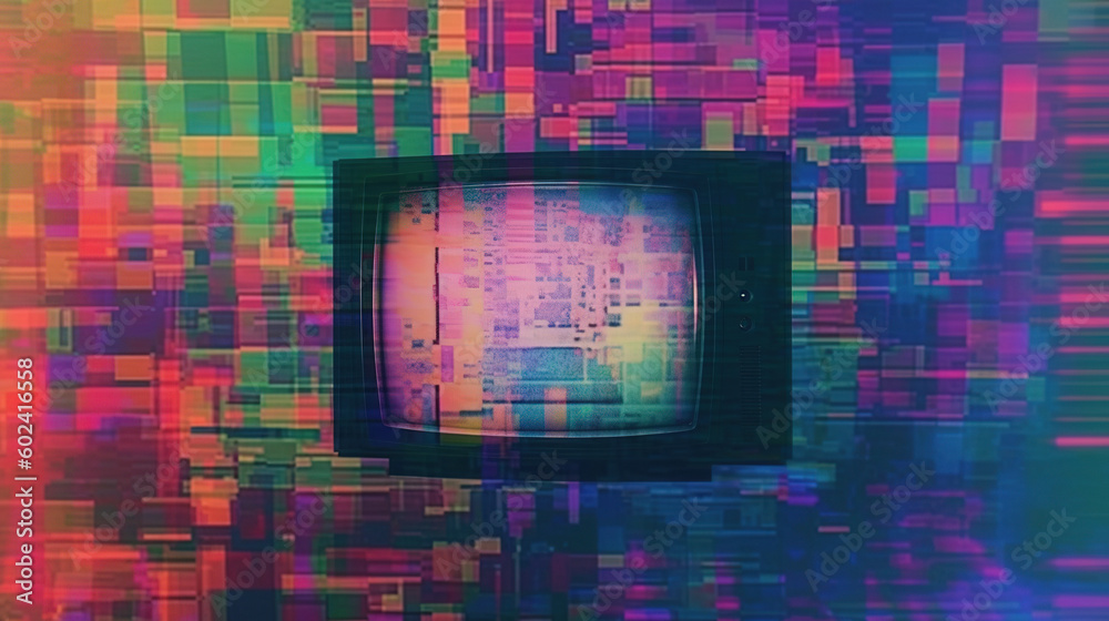 Digital pixel glitch abstract background overlay. Distorted broken CRT ...