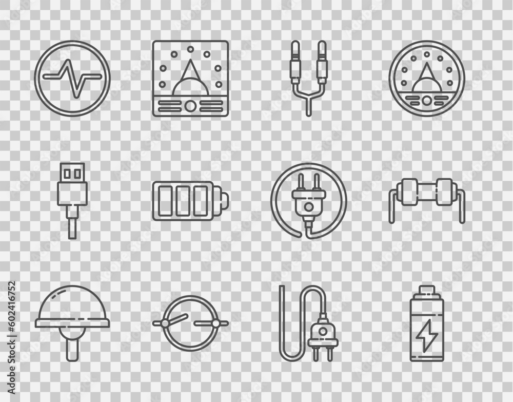 Set line Light emitting diode, Battery, Audio jack, Electric circuit ...