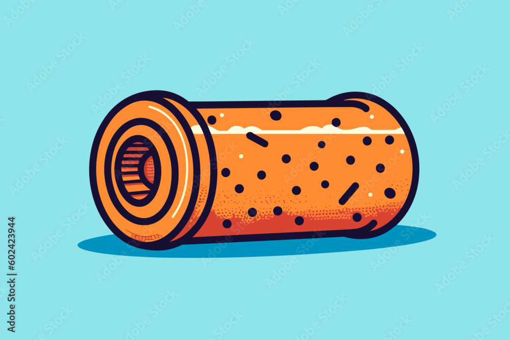 Doodle inspired Foam roller, cartoon sticker, sketch, vector ...