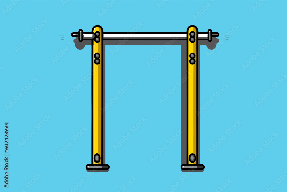Doodle inspired Pull up bar, cartoon sticker, sketch, vector ...