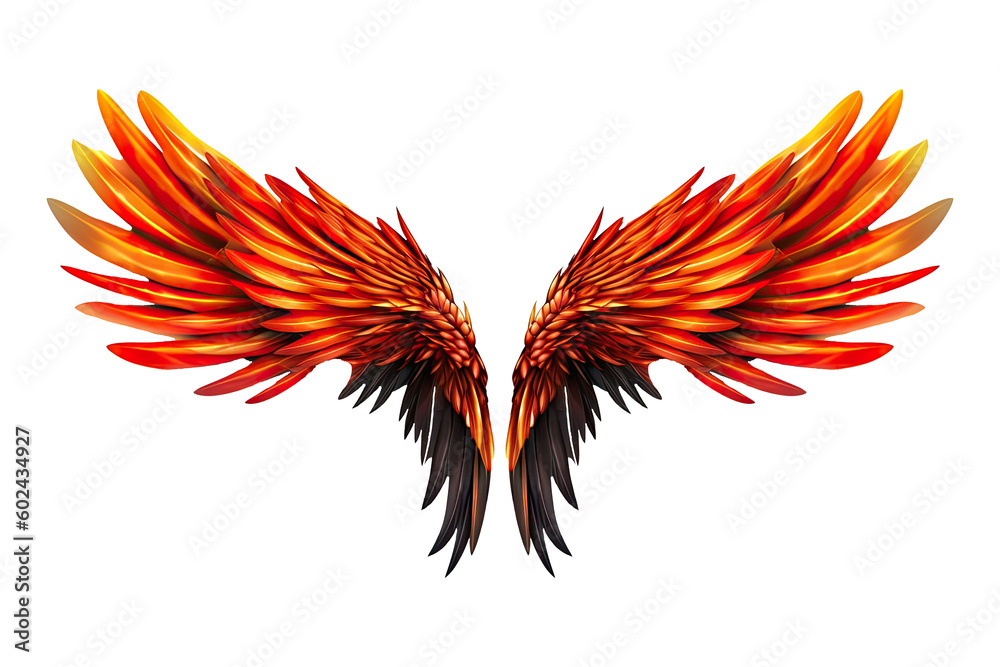 Phoenix wings isolated on transparent background - Generative AI Stock ...