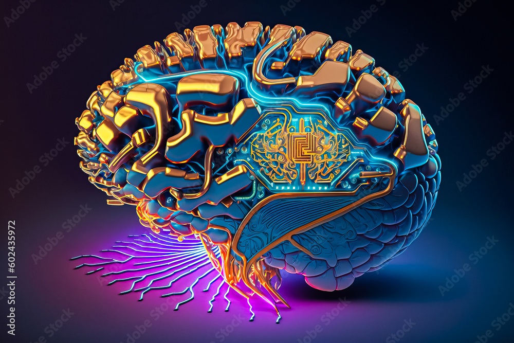 Brain abstract digital human brain. Neural network digital Electrical ...