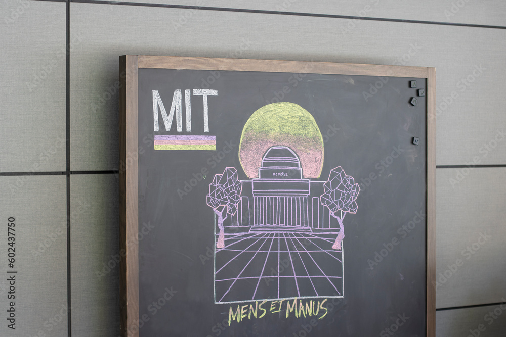 Cambridge, MA, USA - June 28, 2022: Chalk drawing of MIT's iconic Great ...