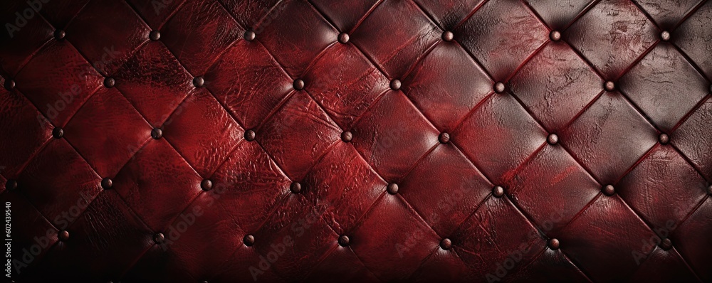 Dark red detailed leather texture on wide banner background with copy ...