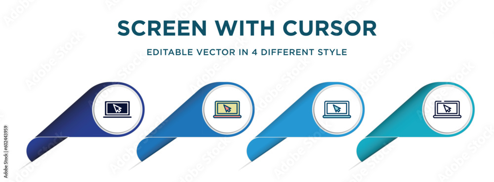 screen with cursor arrow icon in 4 different styles such as filled ...