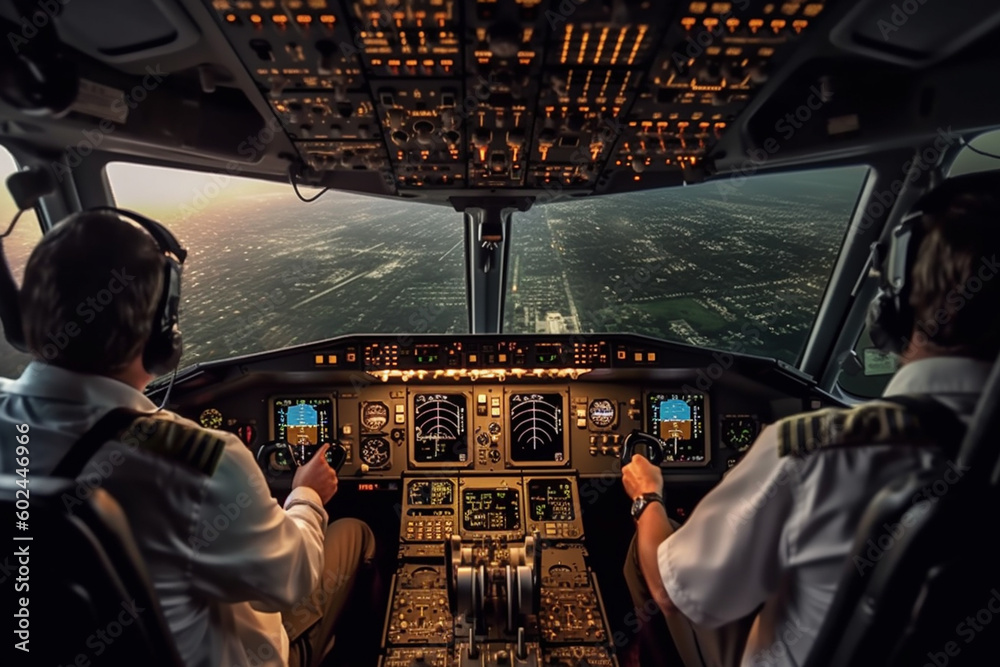 Photo & Art Print cockpit of a passenger plane airplane interior, pilot ...