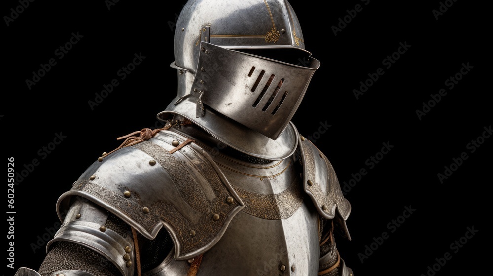 The steadfast English knight with his armor and lanc. AI generated ...
