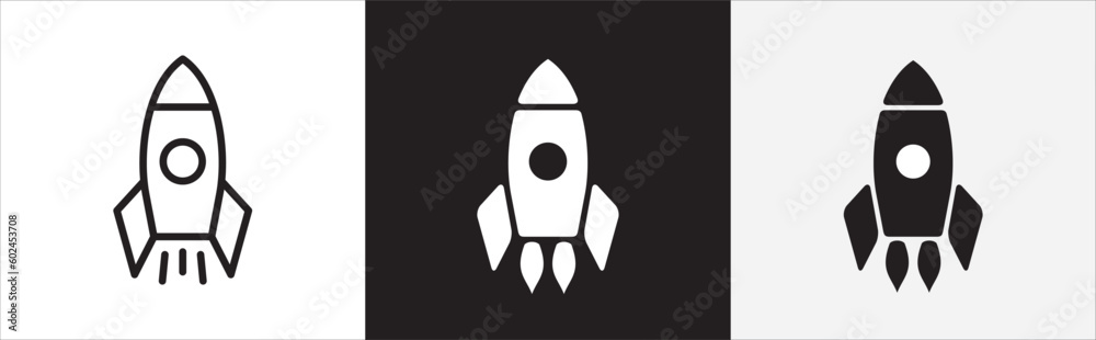 Rocket icon set. Business start up symbol. Rocket launching sign ...