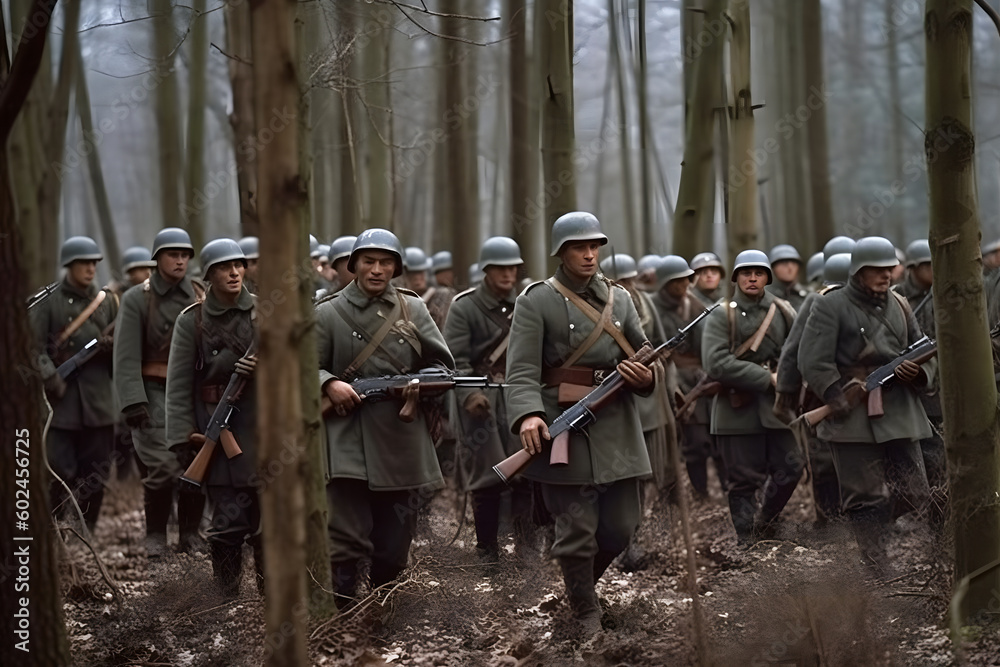 German soldiers in World War II. Neural network AI generated Stock ...