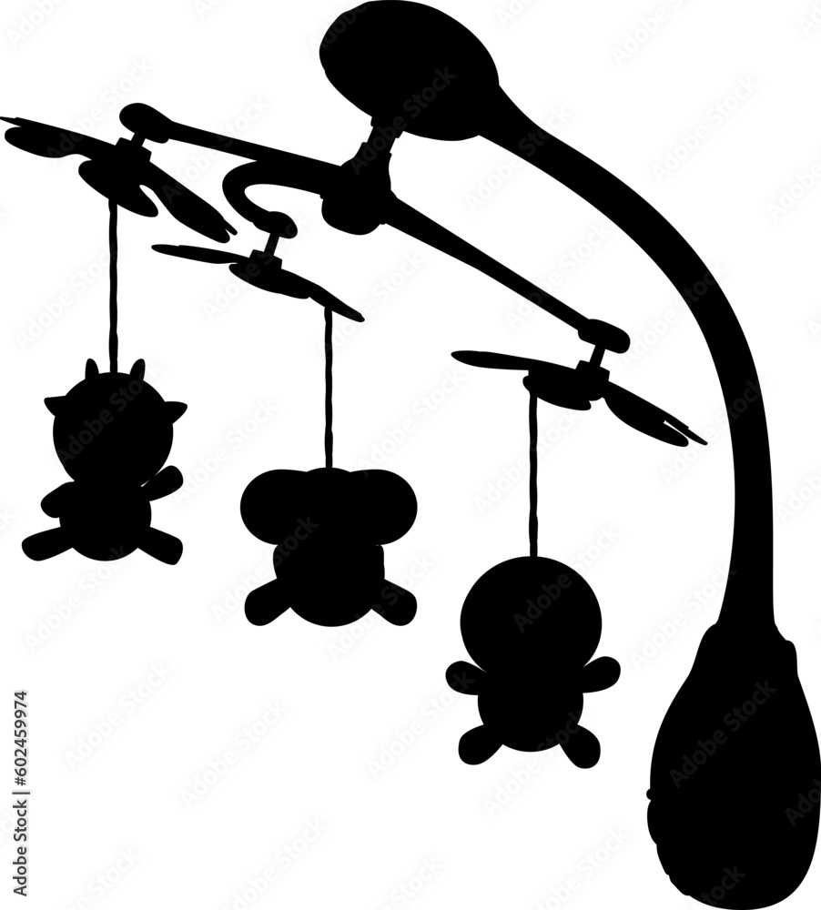 Vector shape of crib mobile. Carousel with toys on the crib for ...