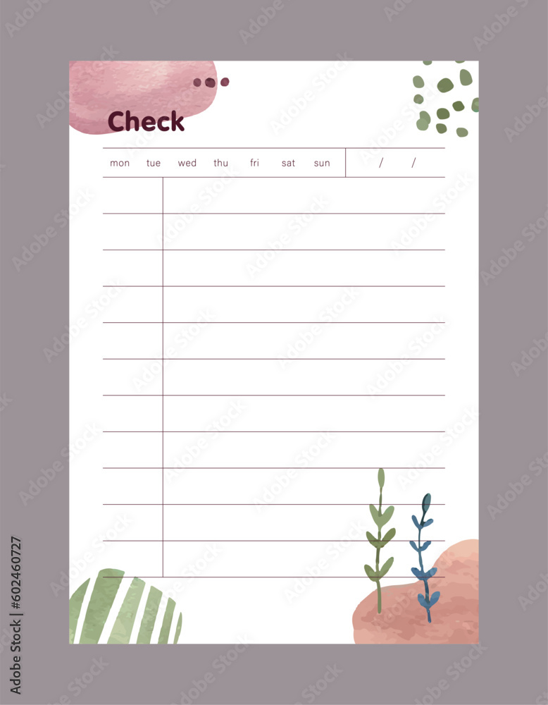 Check Planner template. Minimalist planner template set. Vector ...