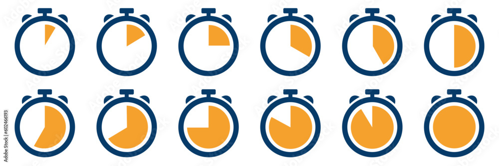 Stopwatch Icon Set Timers Symbol Countdown Timers Icon Cooking Timer Vector Illustration