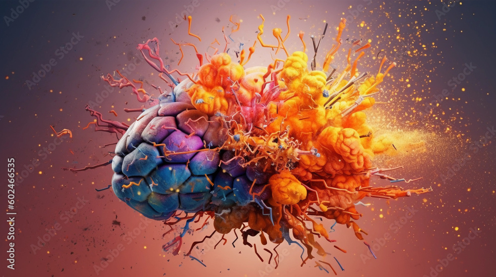 human brain exploding with creativity thanks to artificial intelligence ...