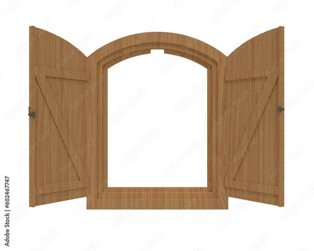 realistic wooden window in 3d render Stock Illustration | Adobe Stock