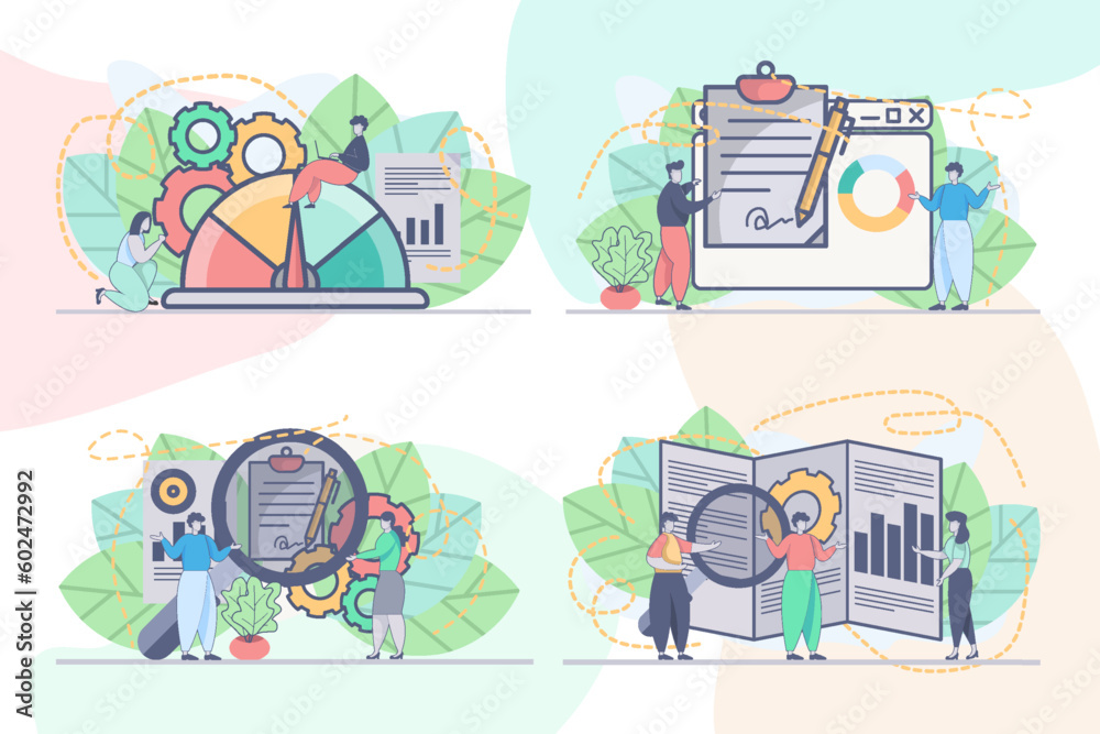 Set of web page design templates for Data analysis, business analytics ...