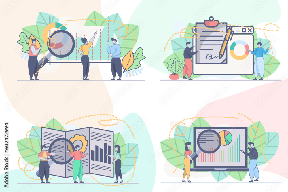 Set of web page design templates for Data analysis, business analytics ...