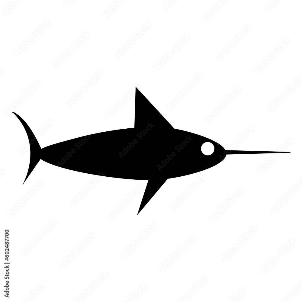 Black Swordfish blue Marlin fish silhouette on the white background ...