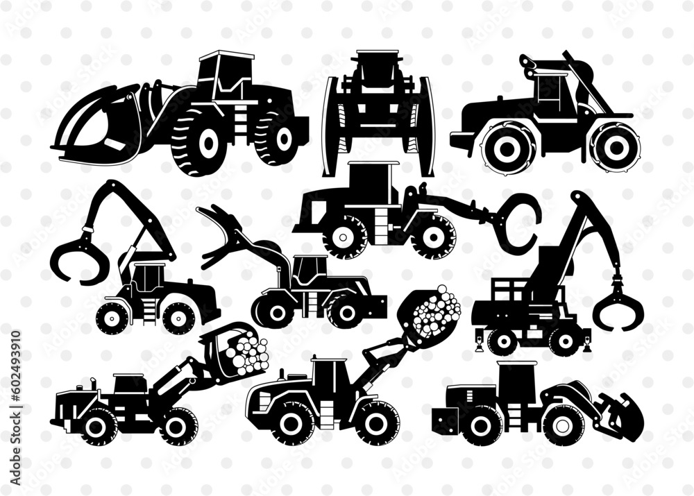 Log Loader Silhouette, Log Loader SVG, Track Loader Svg, Heavy ...